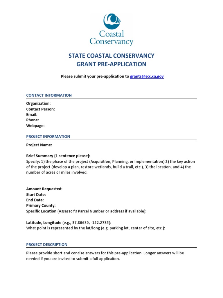 SCC Grant - Pre Application | PDF