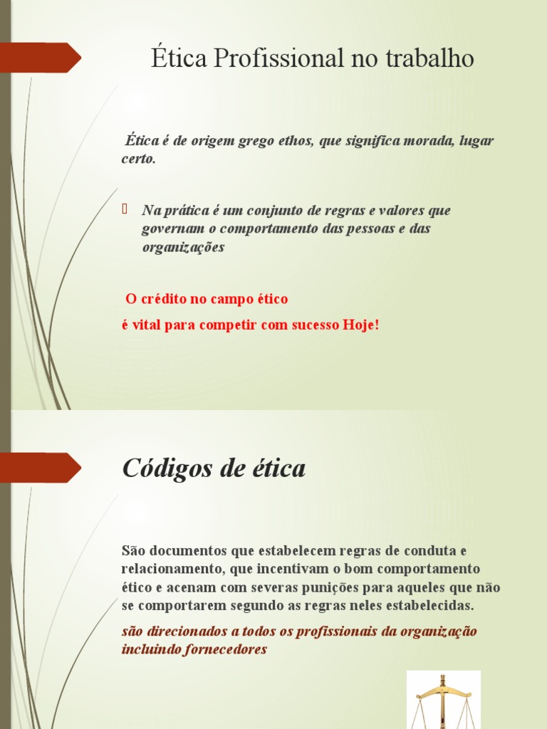 Ética profissional no ambiente de trabalho | PDF