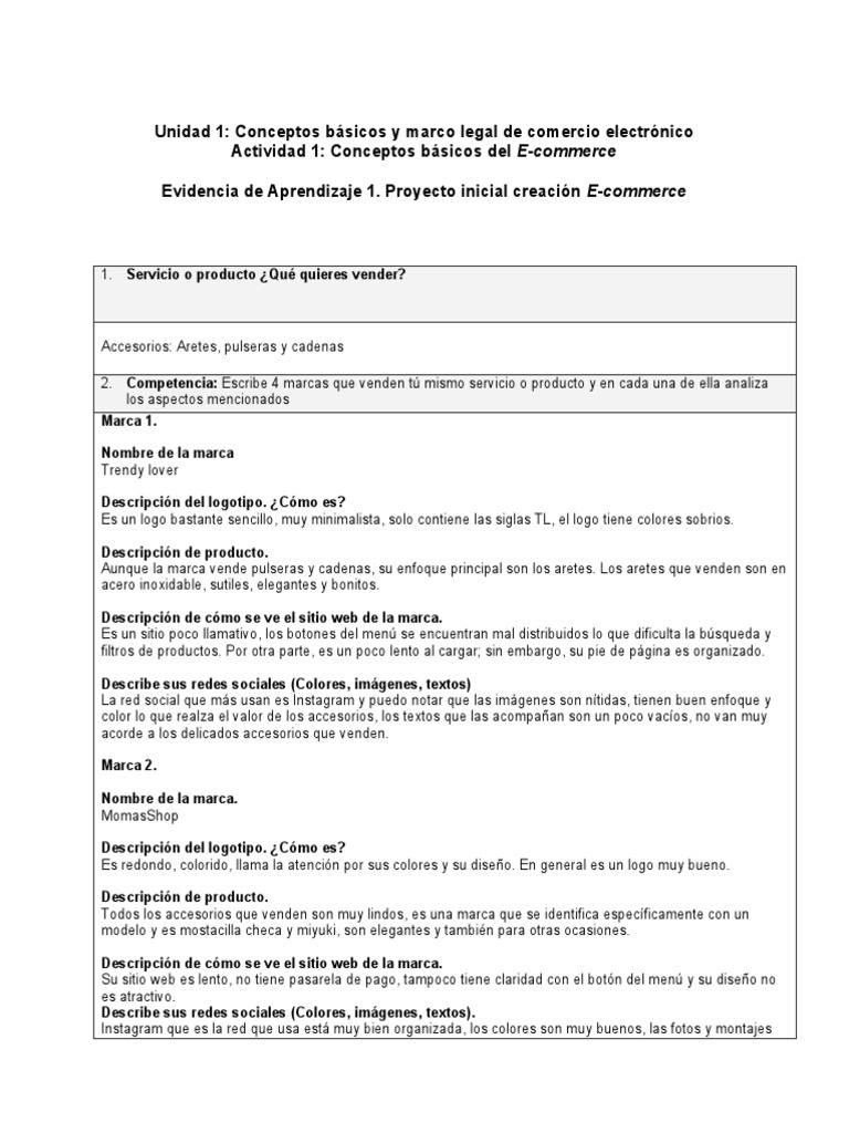CE EA1 Formato Proyecto PMD E COM 233 | PDF | Marca | Comercio electrónico