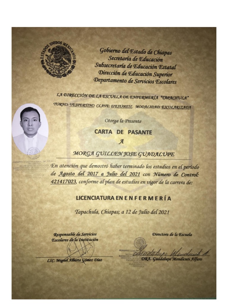 Carta Pasante PDF | PDF