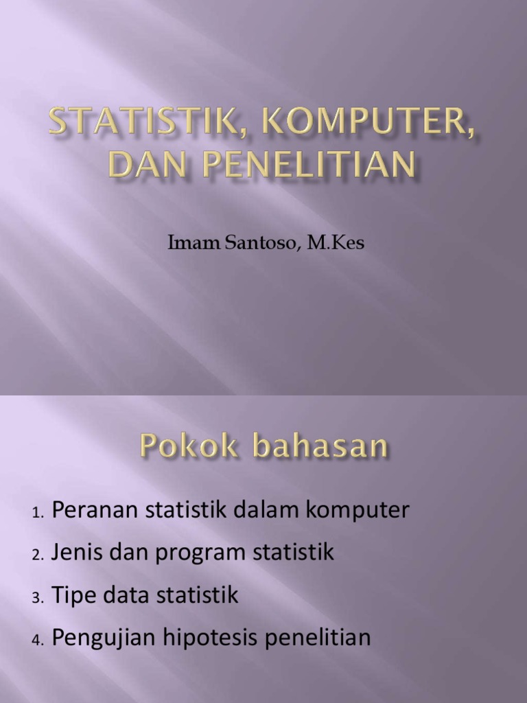 Statistik dan Komputer dalam Penelitian | PDF