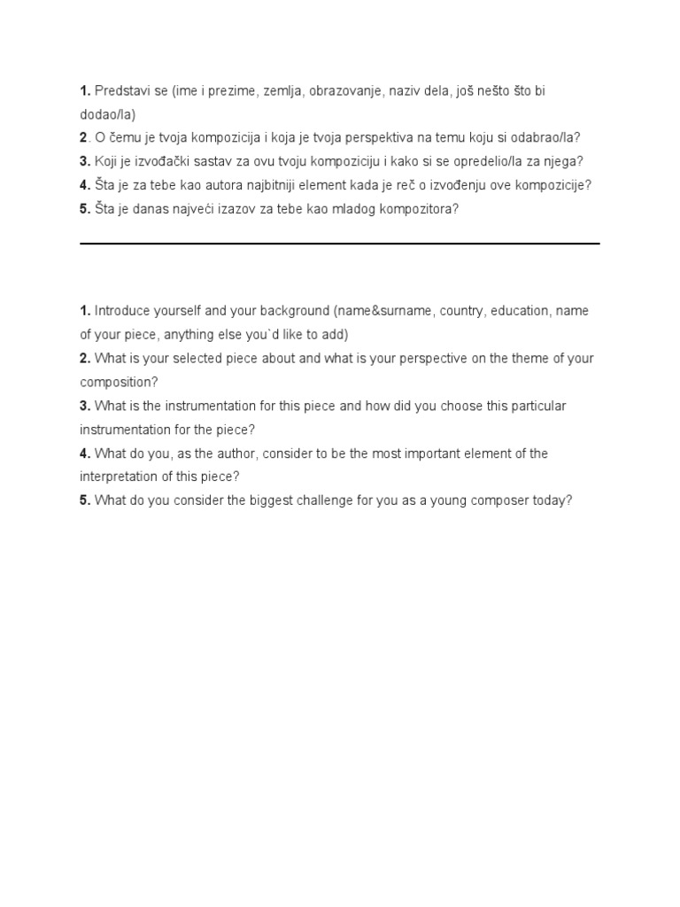 Pitanja Za Kompozitore | PDF