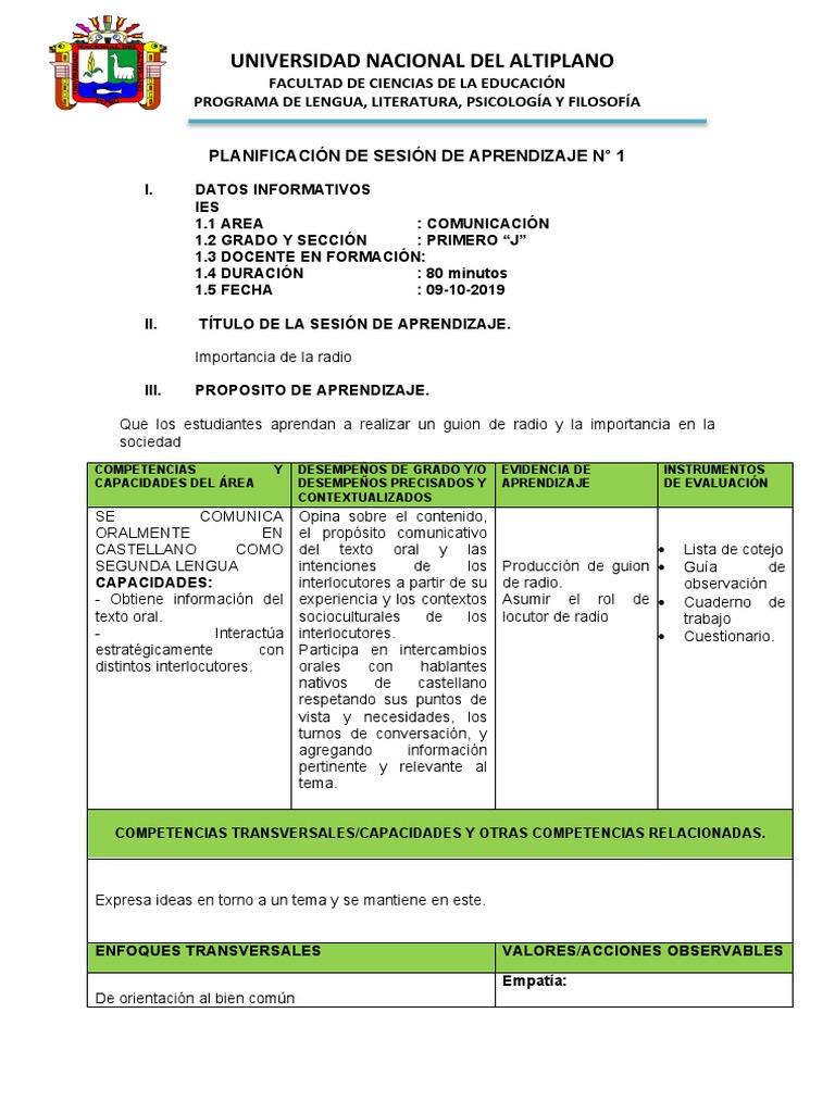 1 Sesión de Aprendizaje La Radio | PDF | Maestros | Aprendizaje