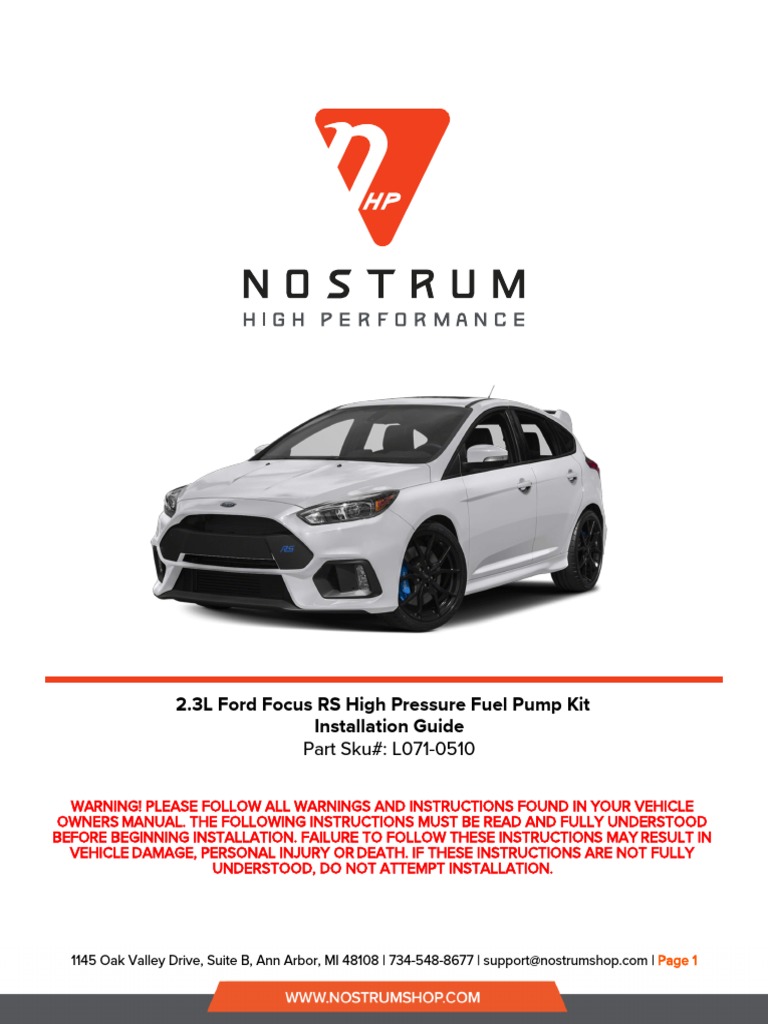 2.3L Ecoboost Ford Focus RS High Pressure Fuel Pump Kit Install PDF ...
