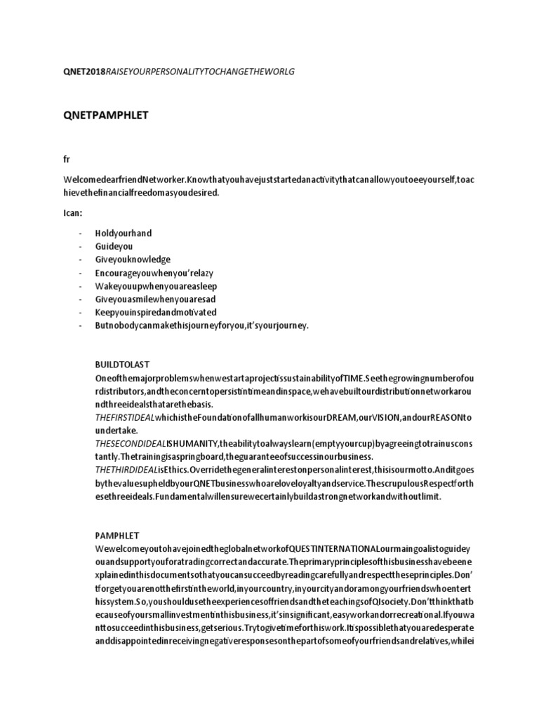 Qnet Pamphlet | PDF