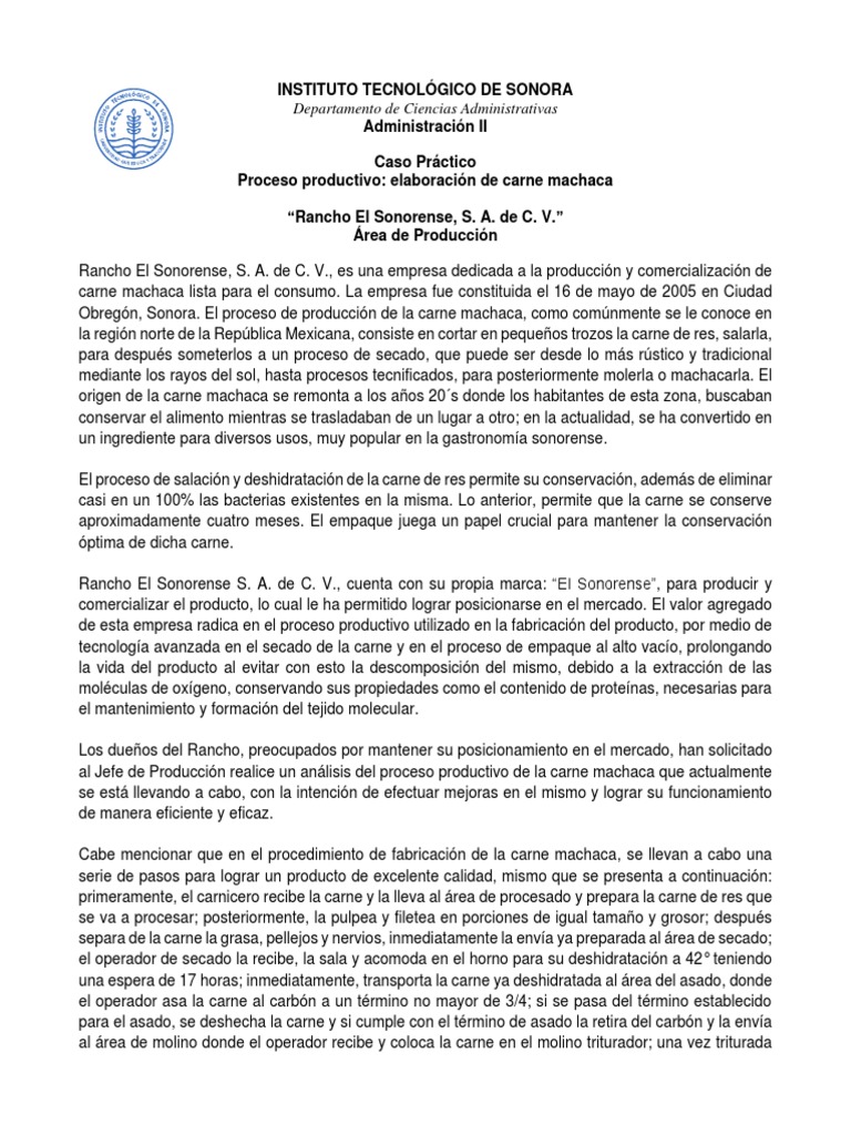 F406 Caso Proceso Productivo | PDF