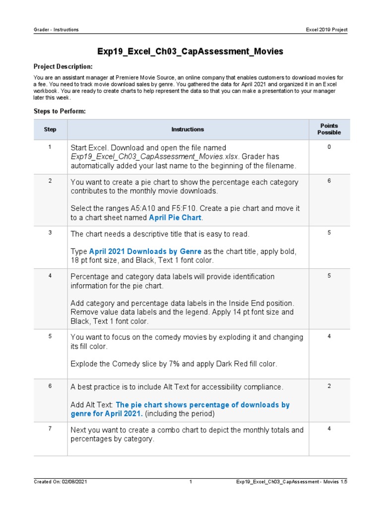 Exp19 Excel Ch03 CapAssessment Movies Instructions | Download Free PDF ...