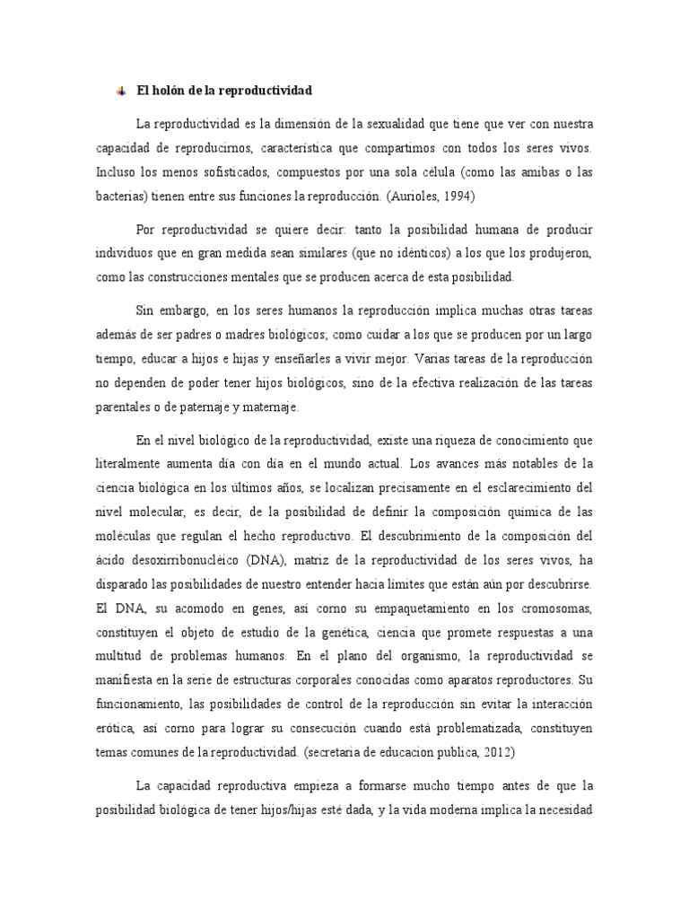 El Holón de La Reproductividad y Genero | PDF | Organismos | Género
