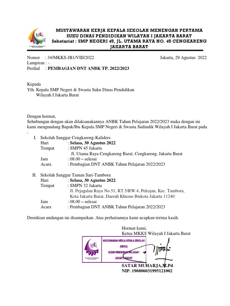 Undangan Ambil DNT Anbk 2022 | PDF