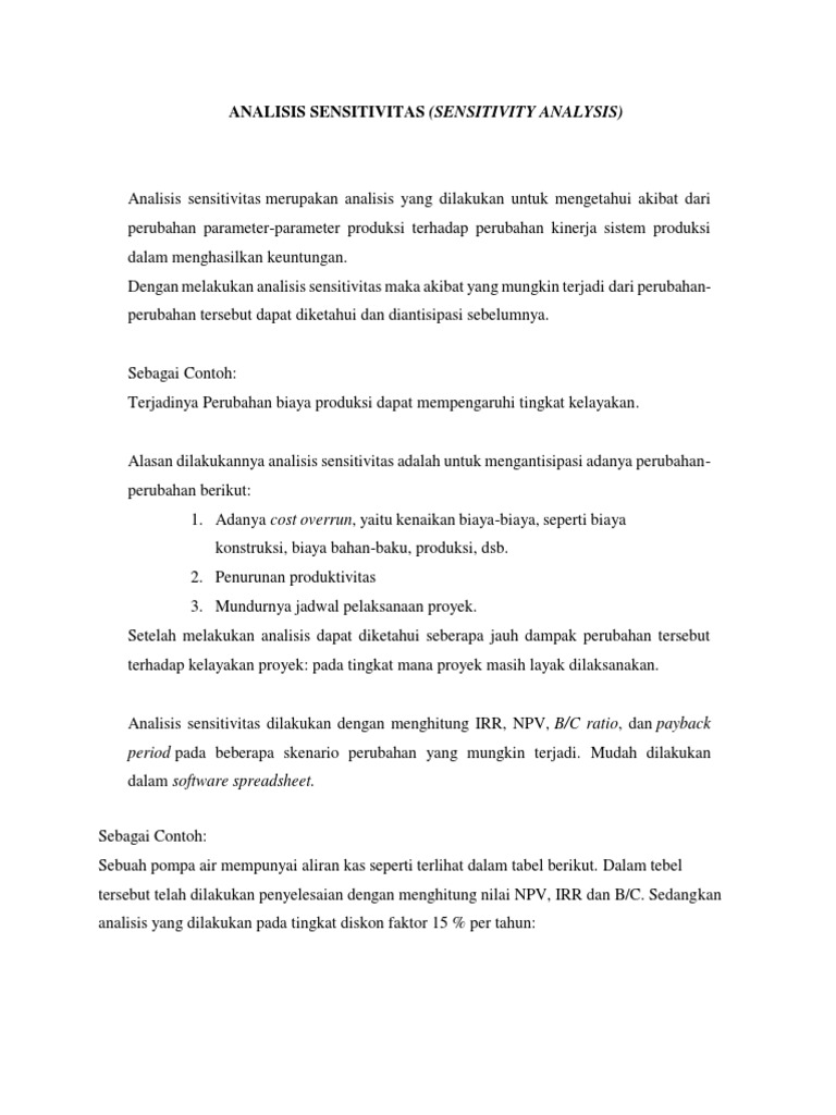 Ekotek - 2.8.analisa Sensitivitas | PDF