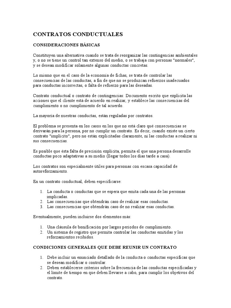 Contratos Conductuales | PDF | Comportamiento