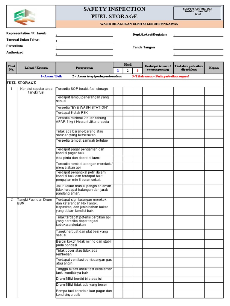 Ehs-Saf-Ins 021 Fuel Stroage | PDF