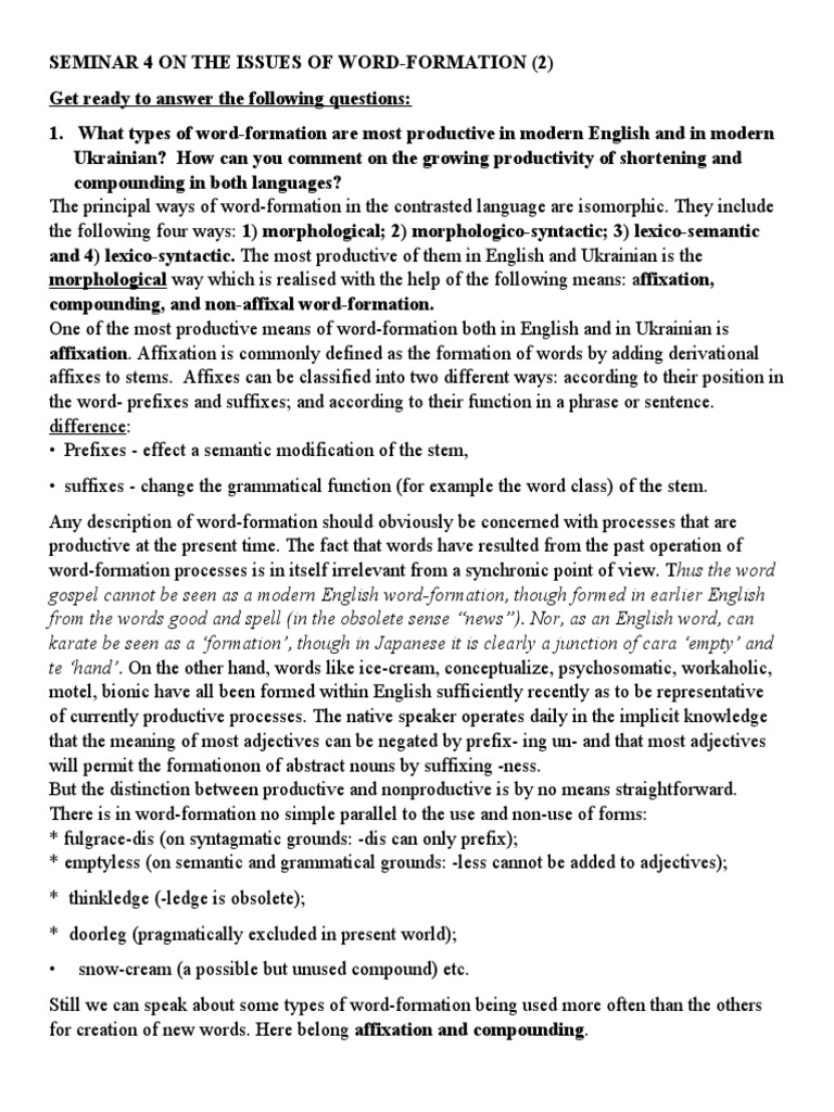Seminar 4 | PDF | Word | English Language