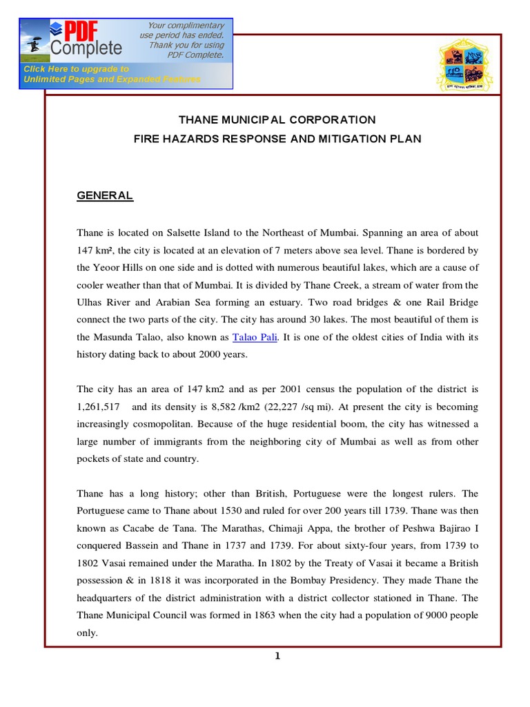 Fire Hazards Response and Mitigation Plan | PDF | Emergency Management ...