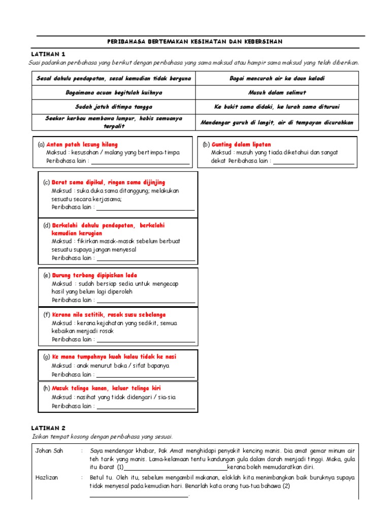 Peribahasa Bertemakan Kesihatan Dan Kebersihan | PDF