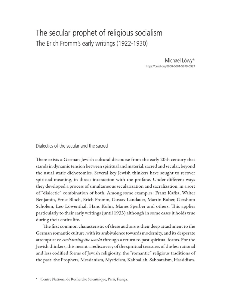 The Secular Prophet of Religious Socialism | PDF | Max Weber | Erich Fromm