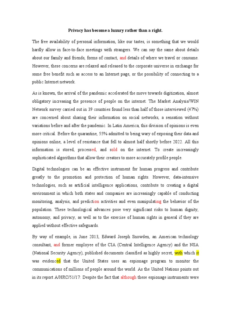 Essay 3 | PDF | Privacy | Internet