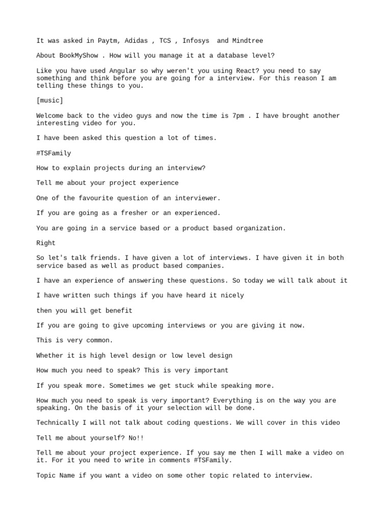 Explaining Projects in Interviews | PDF | Information Technology ...