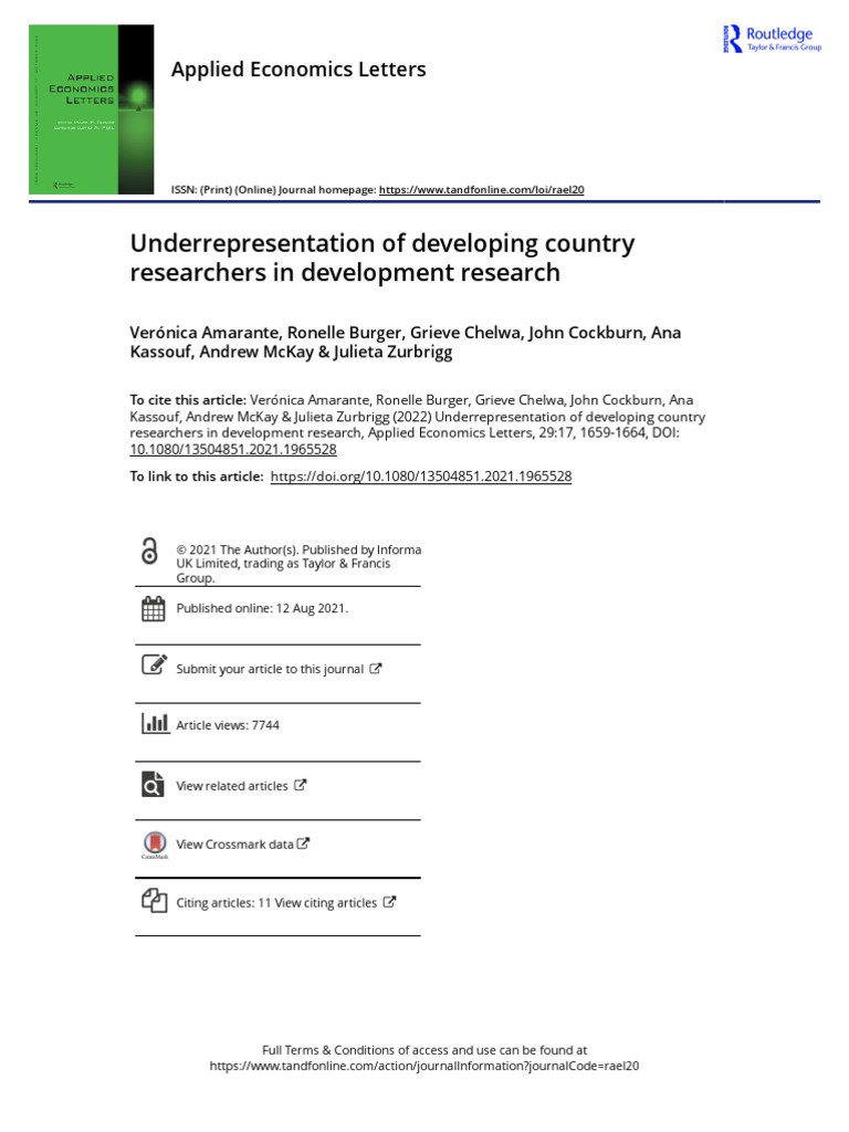 Underrepresentation of Developing Country Researchers in Development ...