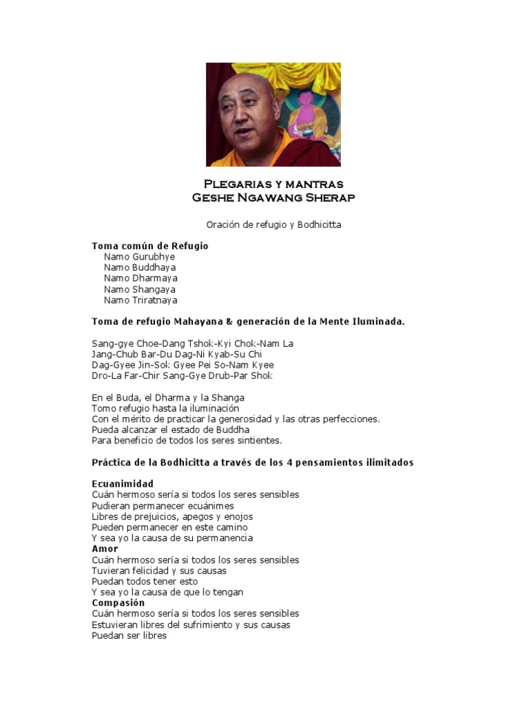 Plegarias y Mantras Geshe Ngawang Sherap | PDF | Oración | Religiones ...