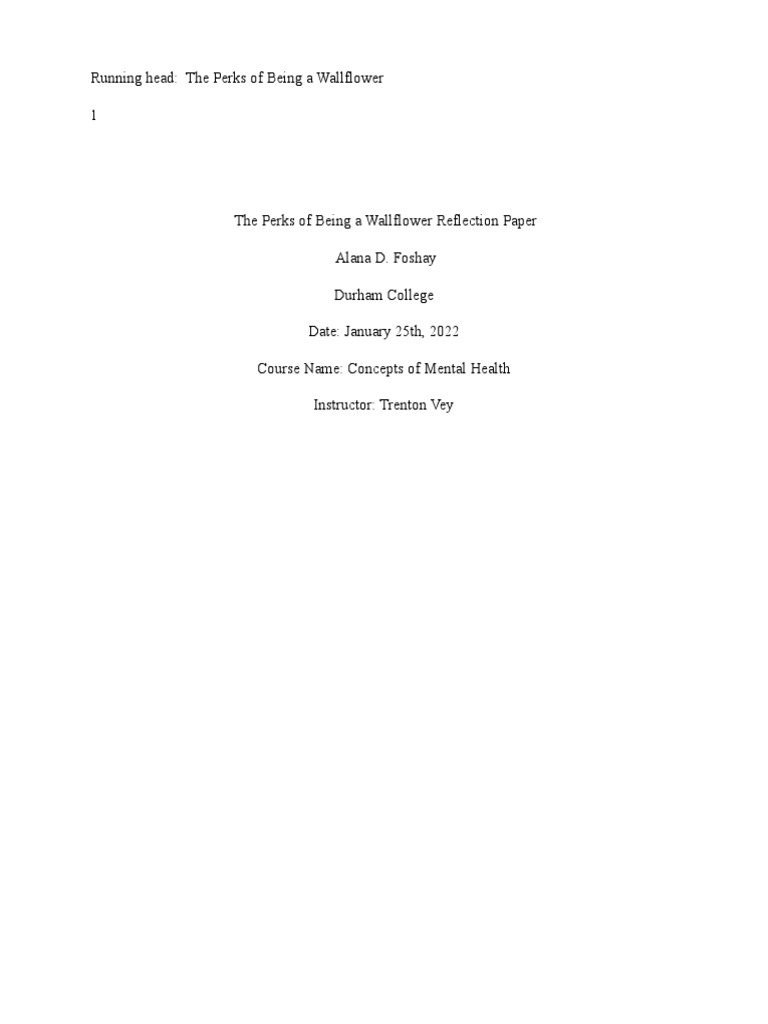 Perks of Being A Wallflower | PDF | Mental Disorder | Mental Health