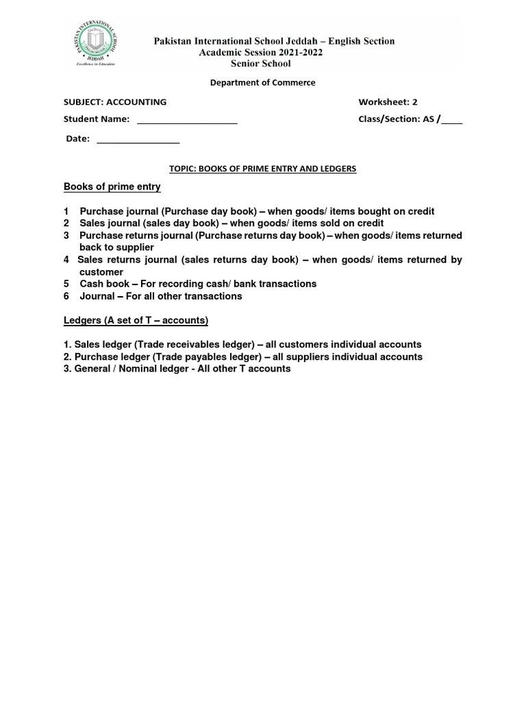 Books of Prime Entry and Ledgers | PDF | Business Economics | Accounting