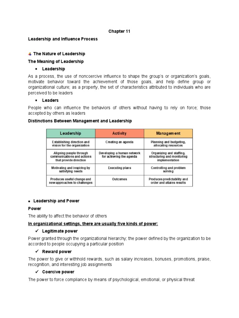 Organizational Behavior - Chapter 11 Lecture | PDF | Leadership | Power ...