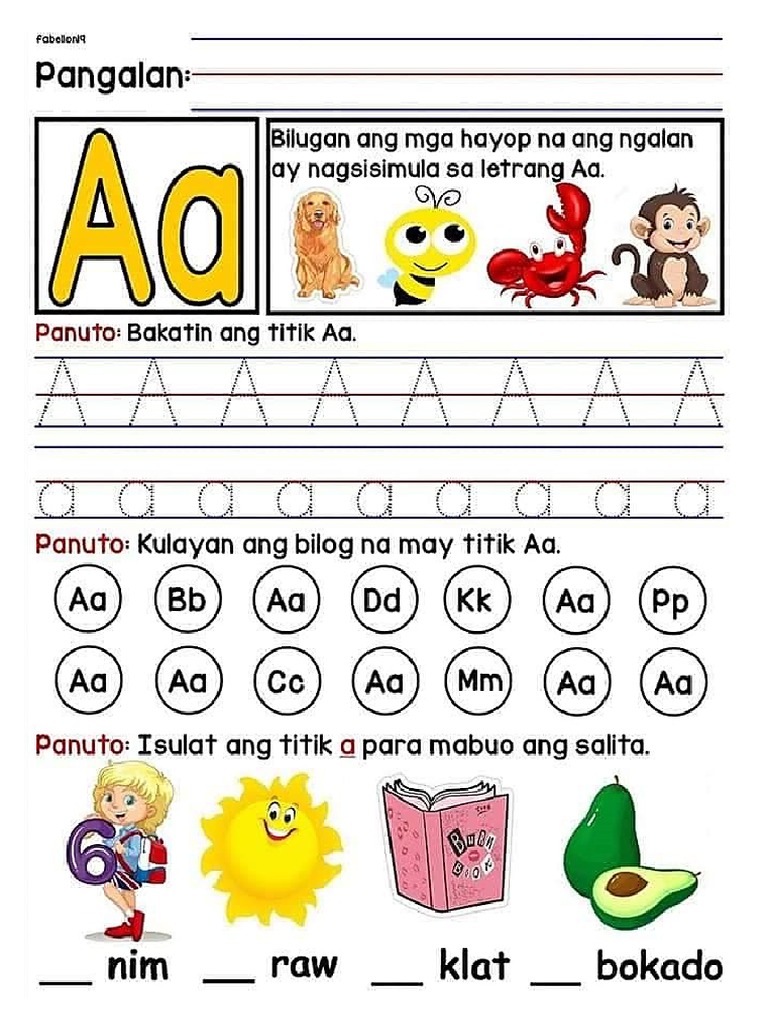 A4 KD Worksheet Aa Ee | PDF