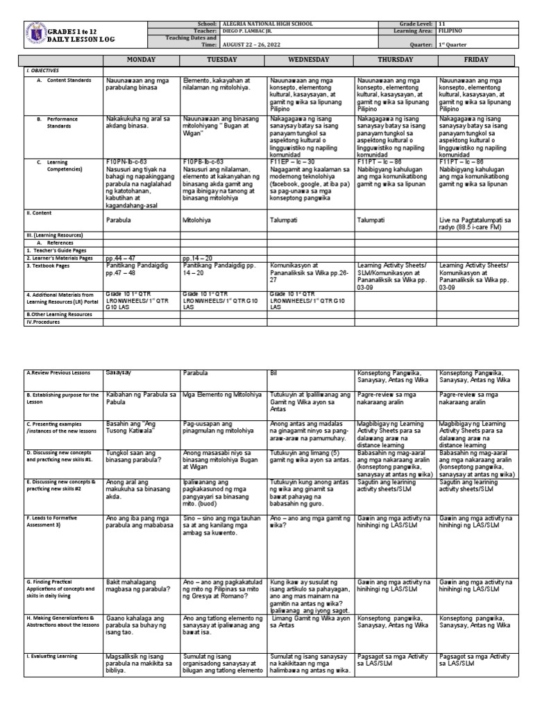 DLL Week 3 (G10) | PDF