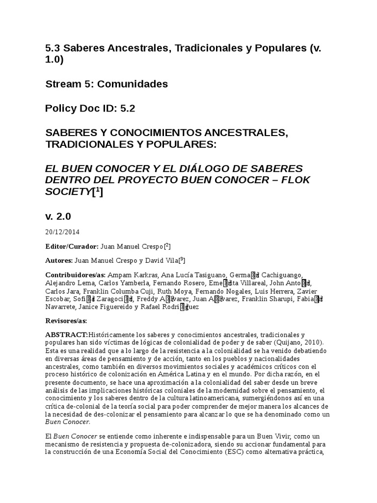 Saberes Ancestrales, Tradicionales y Populares | PDF | Conocimiento
