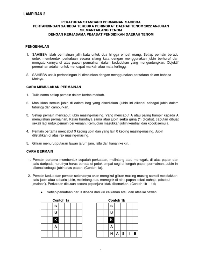 Lampiran 2 Peraturan Standard Sahibba 2022 | PDF