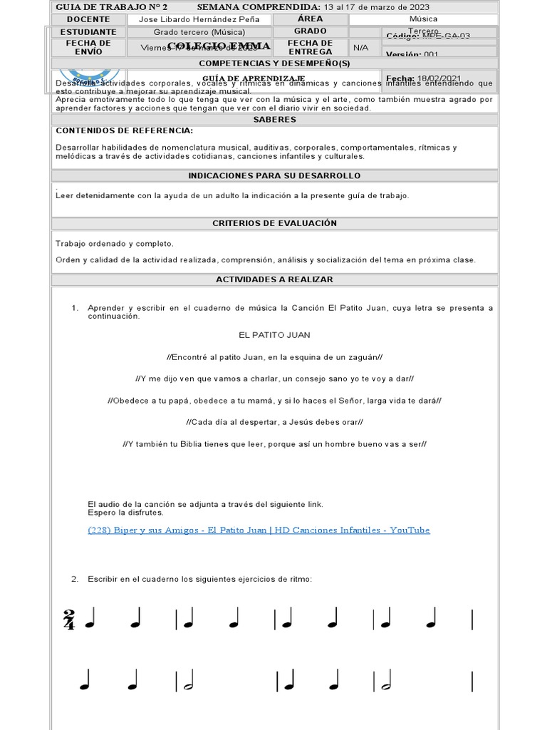 Guia Aprendizaje N 2 Tercero 17-03-2023 | PDF
