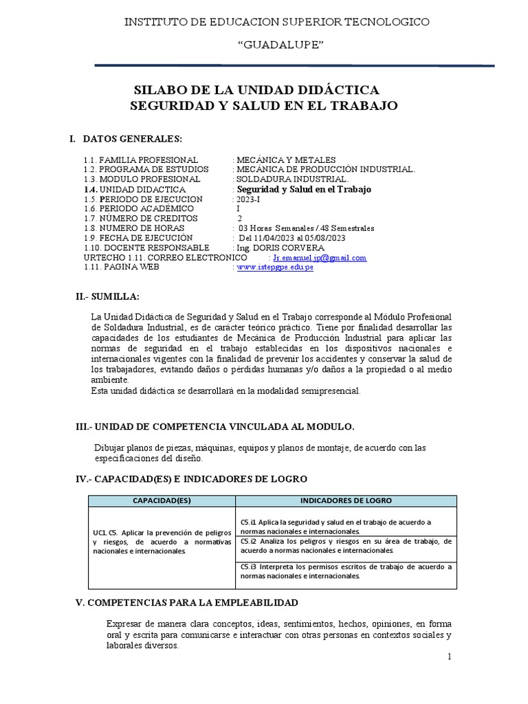 Seguridad y Salud en El Trabajo | PDF