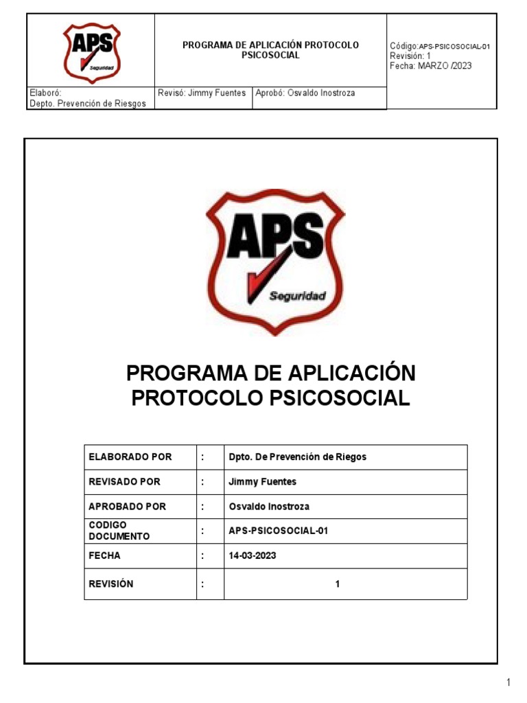 Aps-Psicosocial-02 Programa para La Aplicación Psicosocial | PDF | Estrés (biología)