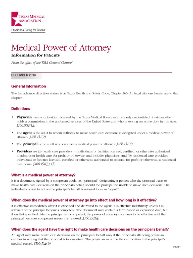 Medical Power of Attorney | PDF | Power Of Attorney | Informed Consent