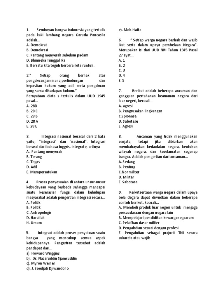 Contoh Soal PKN Kelas X Bab 5 SOAL PKN B | PDF