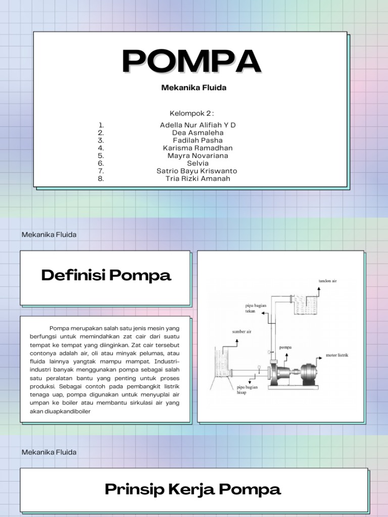 Pompa Mekanika Fluida Kelompok 2 PDF | PDF | Teknologi & Rekayasa