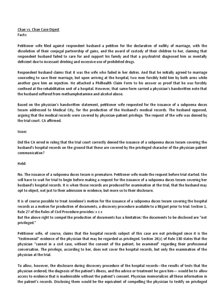 Case Digest in Evidence | PDF | Discovery (Law) | Lawsuit