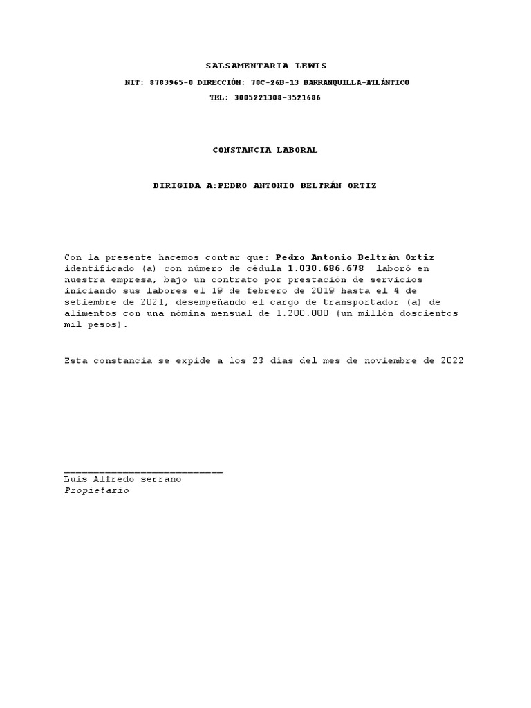 Carta Laboral PDF | PDF