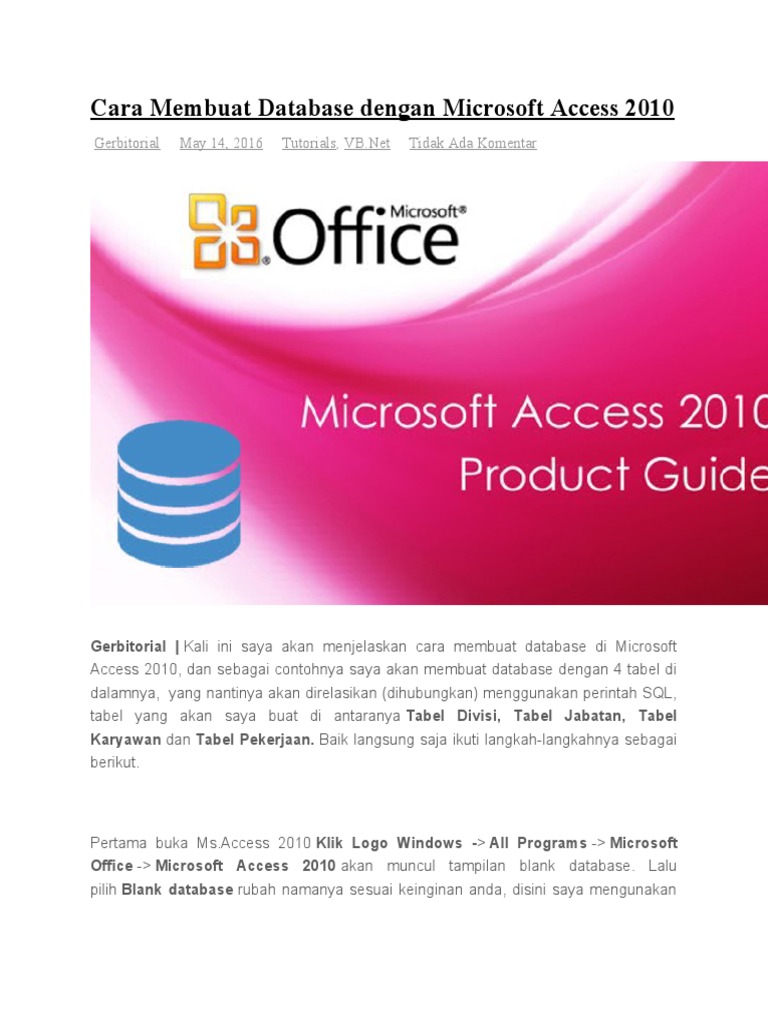 Cara Membuat Database Dengan Microsoft Access 2010 Pdf 