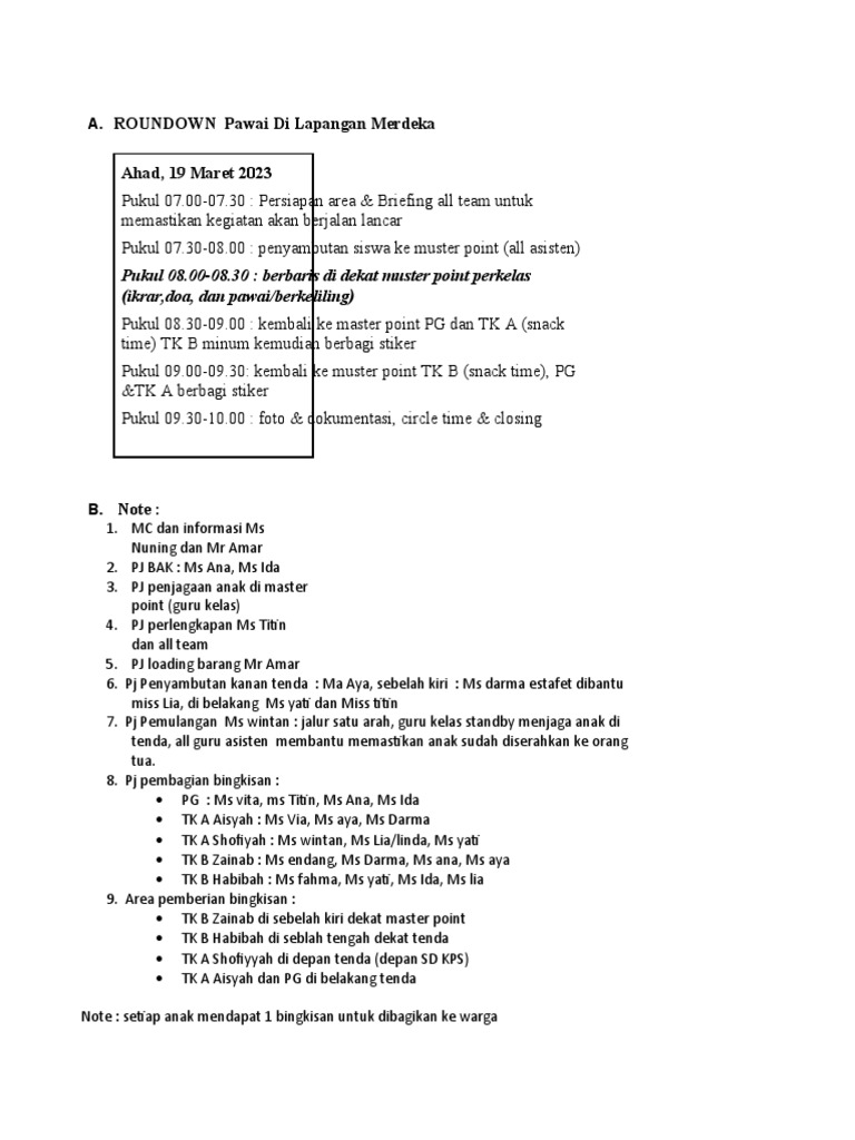 Rundown Pawai 2023 IGP | PDF