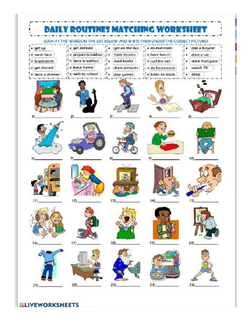 Daily Routines Worksheet | PDF