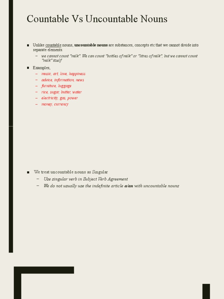 Countable, Uncountable and Quantifiers | PDF | Noun | Grammatical Number