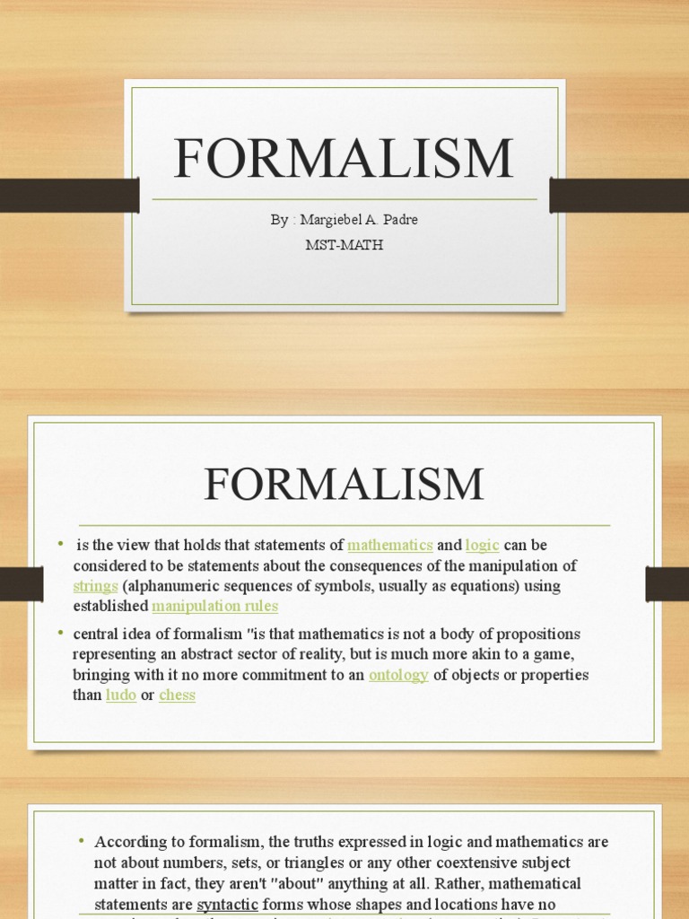 Formalism PP T | PDF | Mathematics | Mathematical Logic
