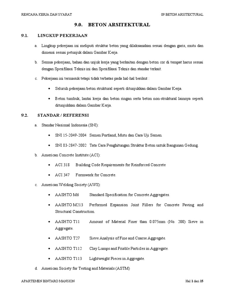 SNI untuk Pekerjaan Cor Beton | PDF
