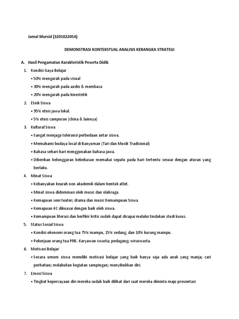 Demonstrasi Kontekstual Analisis Kerangka Strategi - T4 PPSD | PDF