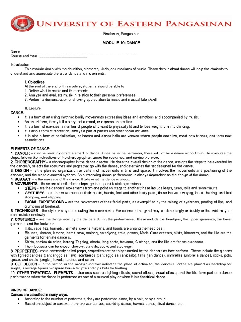 Module 10 - Dance | PDF | Narration | Poetry