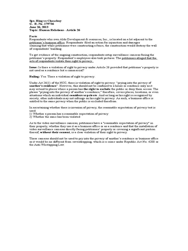DIGEST - Sps. Hing vs. Choachuy | PDF