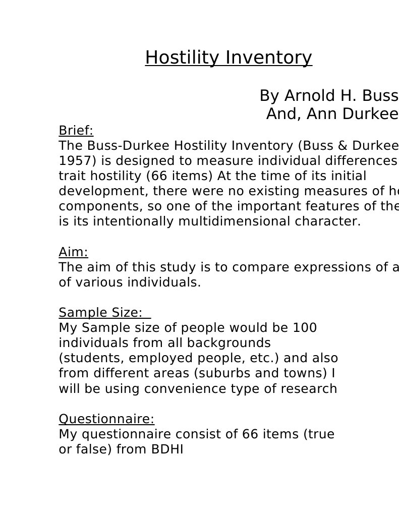 Hostility Inventory | PDF | Science & Mathematics