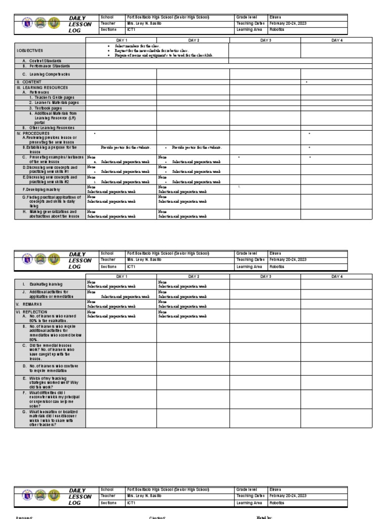 DLL Robotics WK2 | PDF | Teachers | Learning